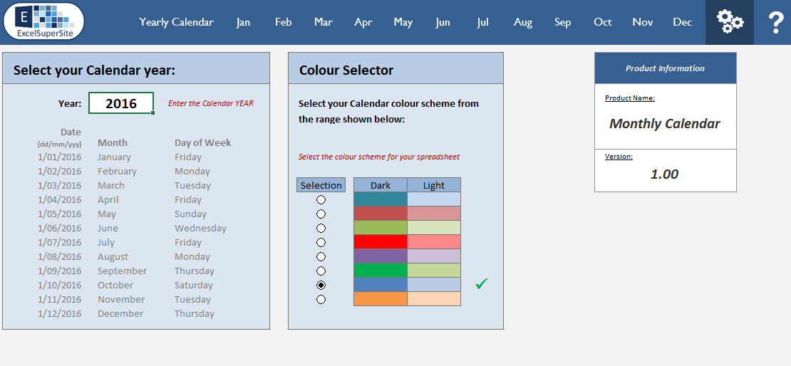 Calendar 12 Month PLUS Individual Months ExcelSuperSite Calendar 12 Month PLUS Individual Months ExcelSuperSite